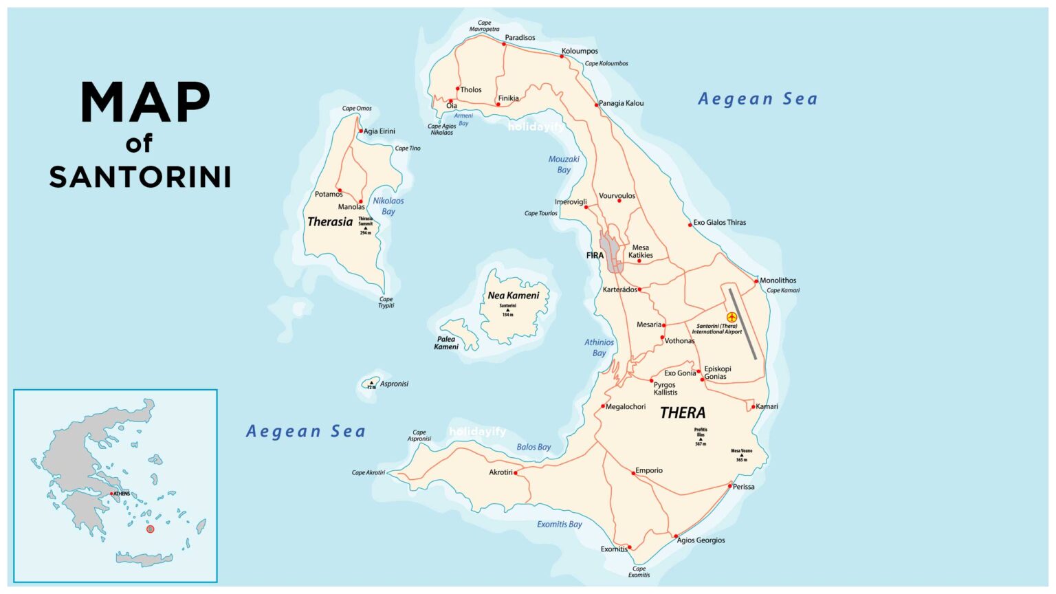 Santorini Map - Holidayify.com