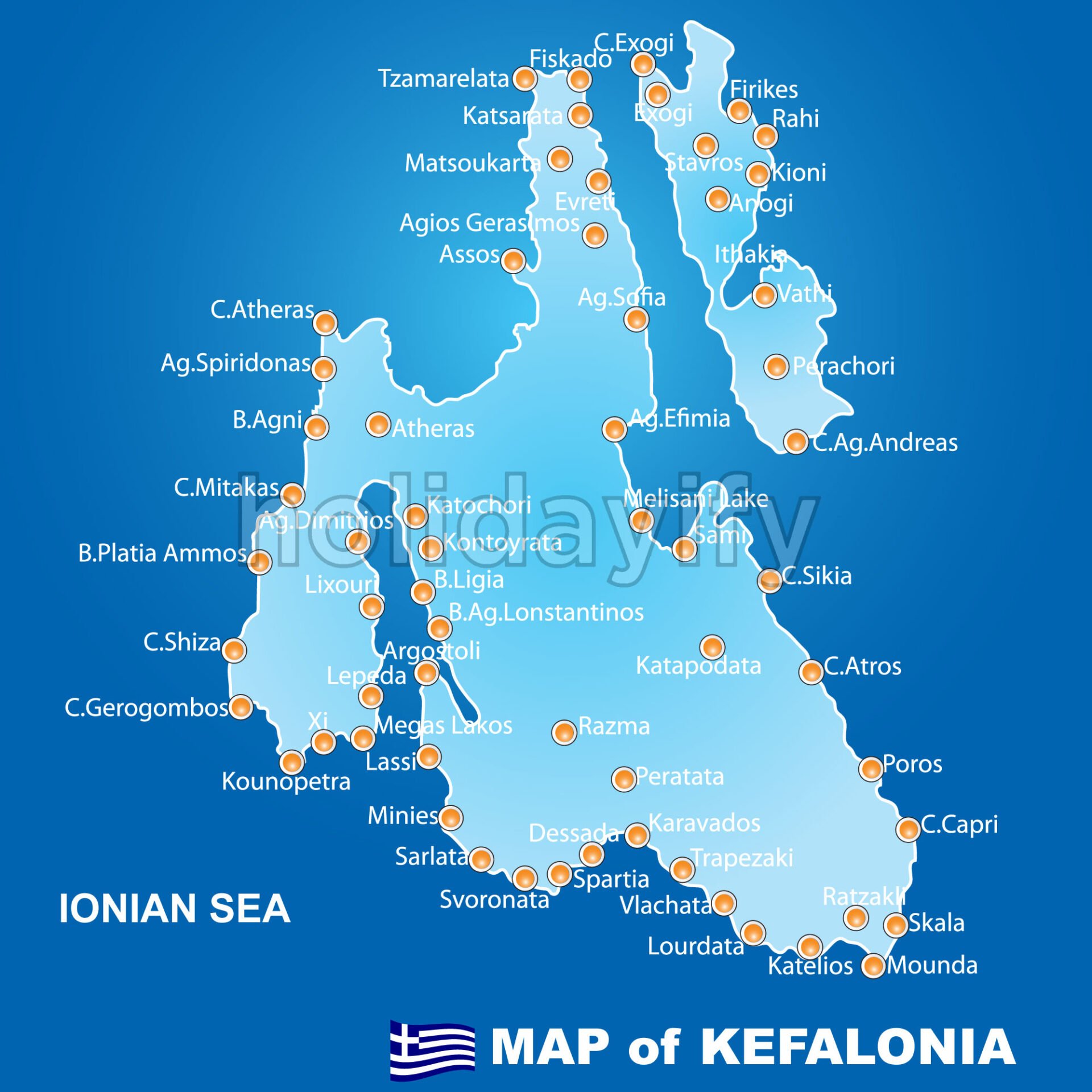 Kefalonia Island Map: Beaches, Resort, Villages, Hotels 2026 ...
